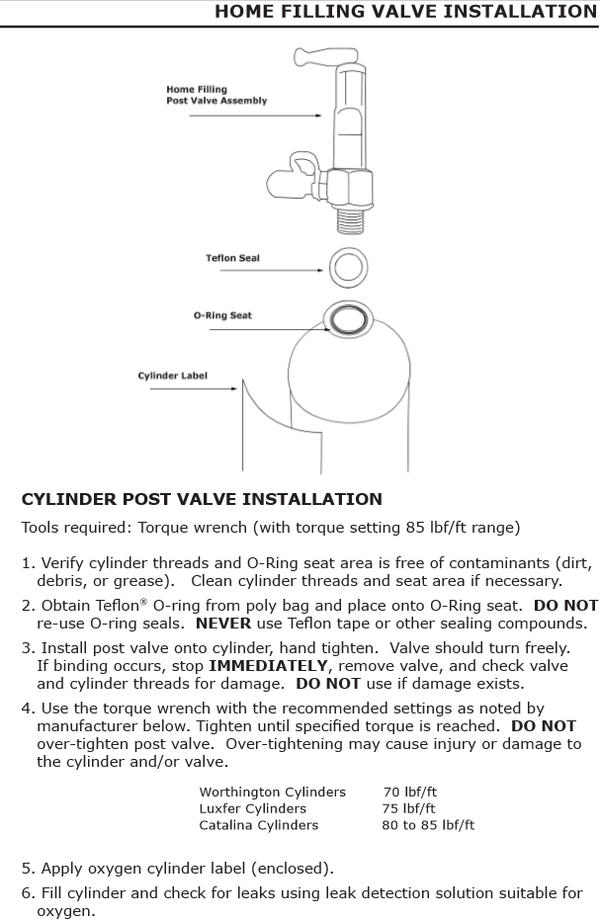 INVACARE HOMEFILL II POST VALVE CYLINDER REPLACEMENT ASSEMBLY FOR D CY ...